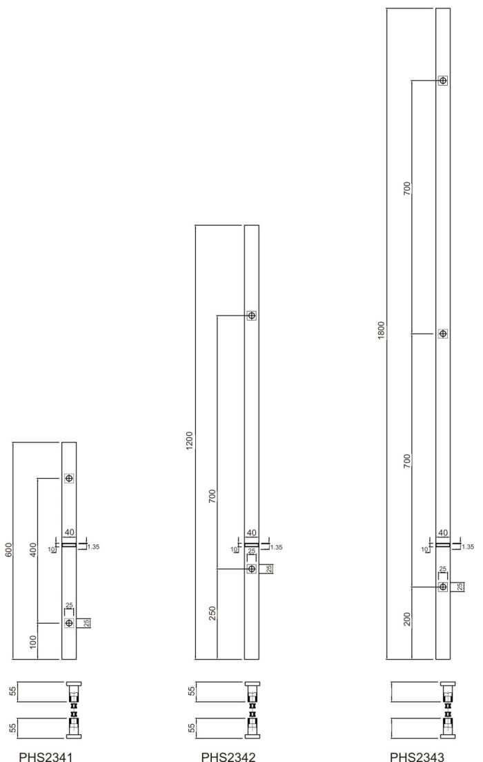 40X10 T shape Pull handle - EuroArt