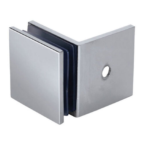 Wall to Glass Bracket 90° with Plate - Square Corner - EuroArt